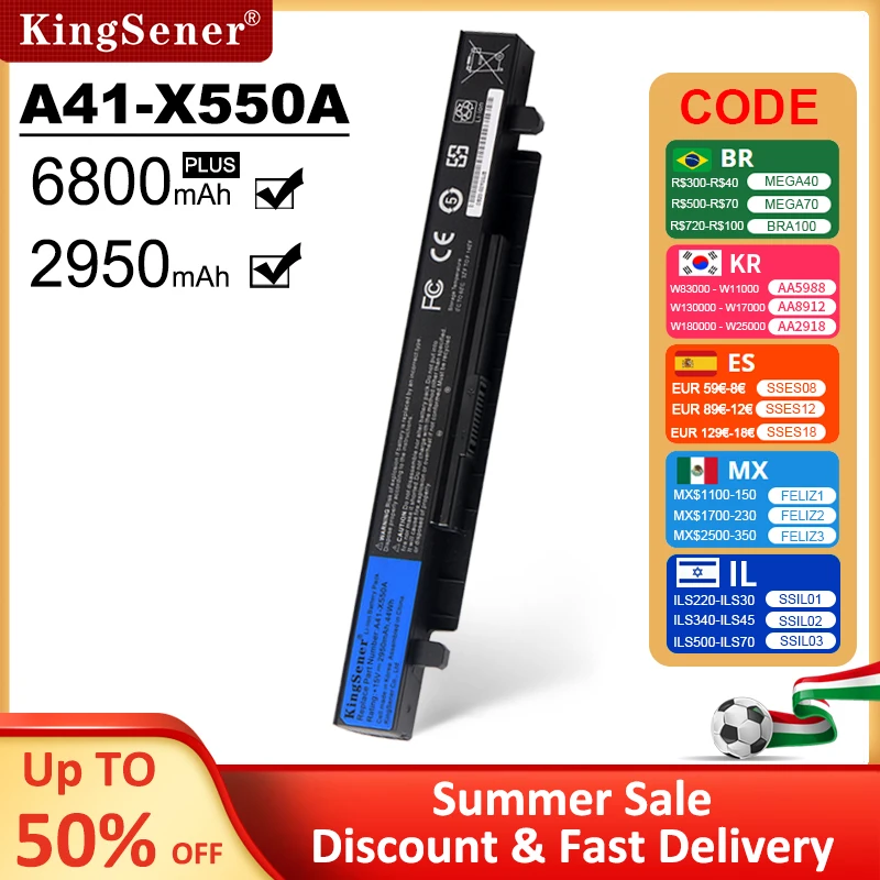 14-4V-6800mAh-Korea-Cell-New-A41-X550A-Laptop-Battery-for-ASUS-A41-X550 ...