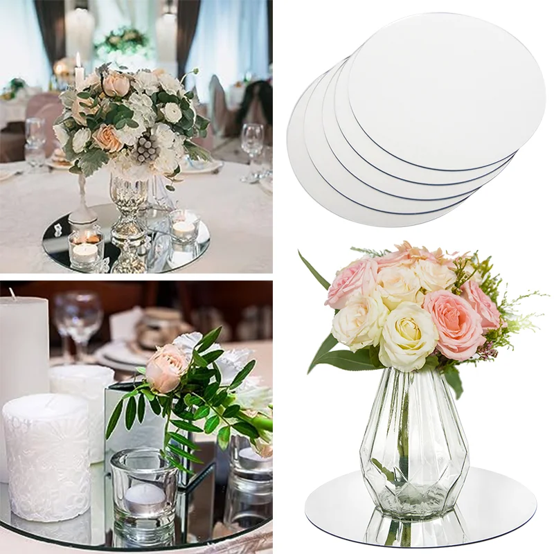 20cm-Acrylic-Round-Mirror-Non-Glass-Safe-Tray-Wedding-Table-Candle ...