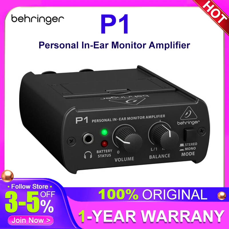 BEHRINGER P1 In-Ear monitor amplifier dual XLR inputs allow for 2 ...