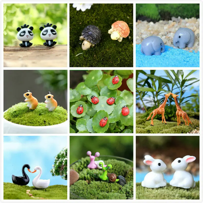 Animals Rabbit Duck Miniatures Figurines Mini Craft Figurine Plant Pot ...