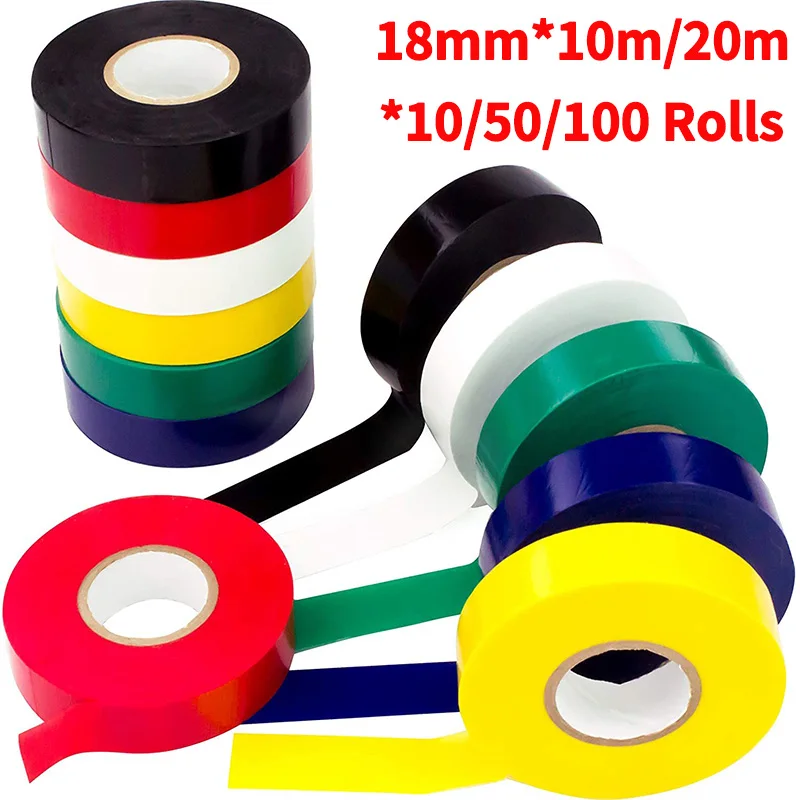 10-50-100-Rolls-10M-20M-Colored-Electrical-Insulation-Tape-Electric ...