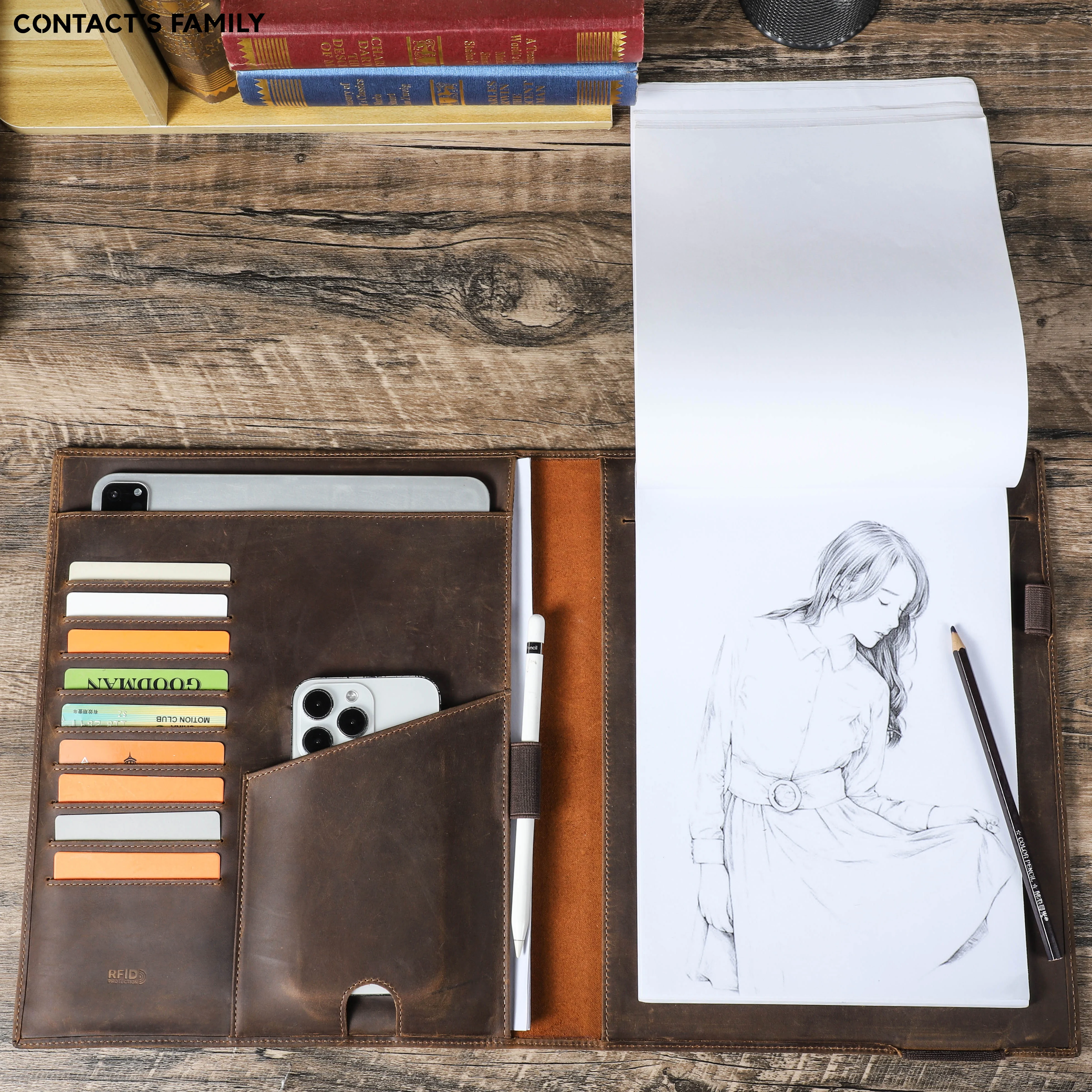 Luxury-Retro-Genuine-Leather-Travel-A4-Notebook-Cover-Portfolio-File ...