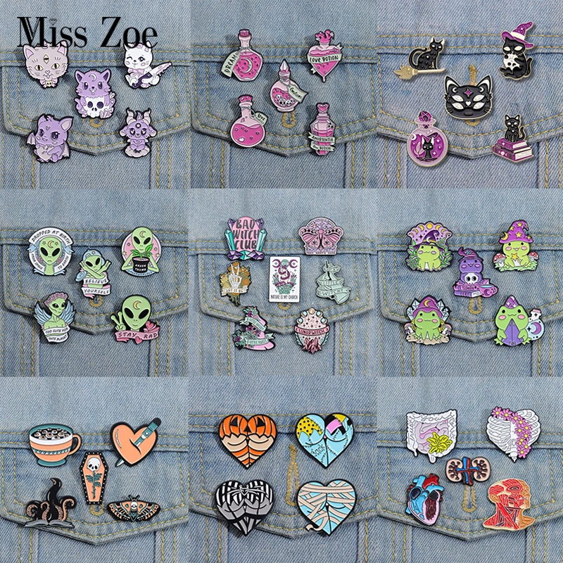 4-6pcs-set-Enamel-Pins-Custom-Ghost-Frog-Bad-Witch-Club-Punk-Goth ...