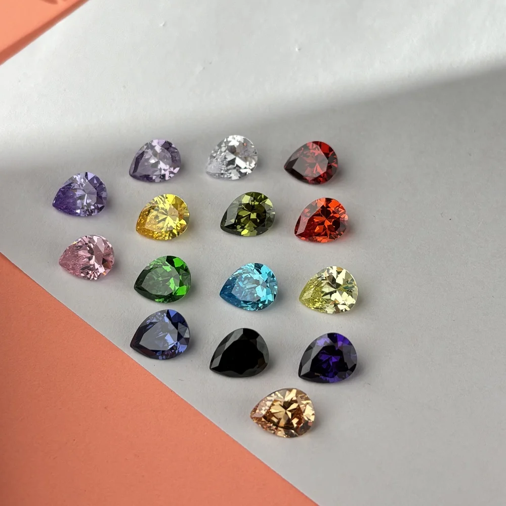 Cubic Zirconia 5A 10pcs Pear Shape 2x3-13x18mm White Red Green Pink ...