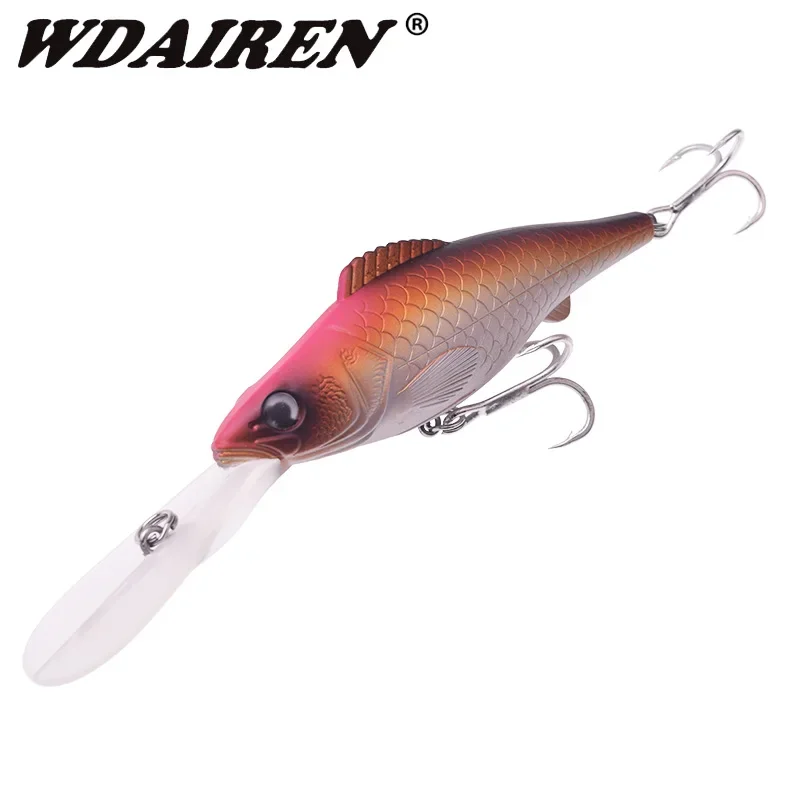1Pcs Big Lips Minnow Fishing Lures 12.5cm 15g Deep Sea Bass 3D Eyes ...