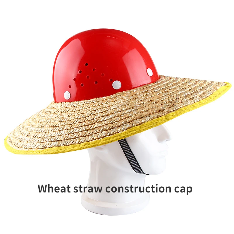 Safety Helmet Brim Construction Site Sunscreen and Sunshade Straw Woven Hat Breathable Headless ...