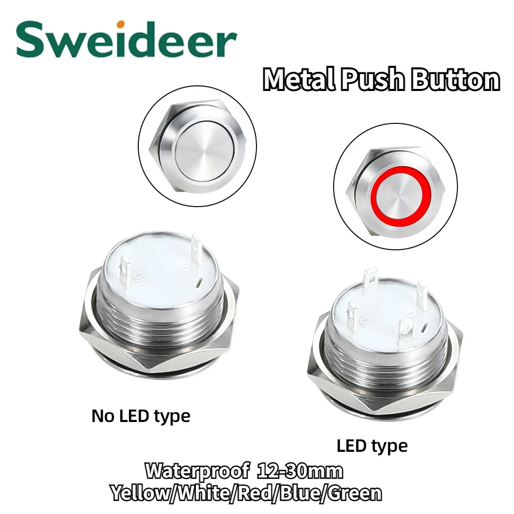 Stainless-Steel-Metal-Push-Button-Switch-Short-Throw-Self-Reset ...