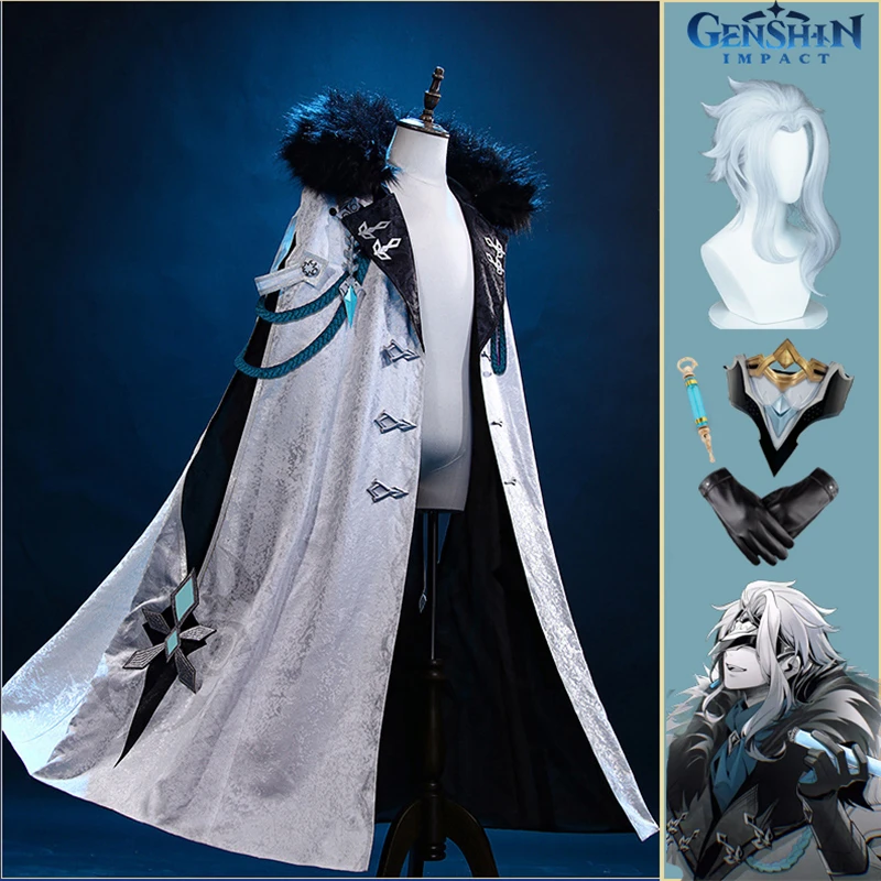 Game Genshin Impact Il Dottore The Doctor Cosplay Costume Wig Earring ...