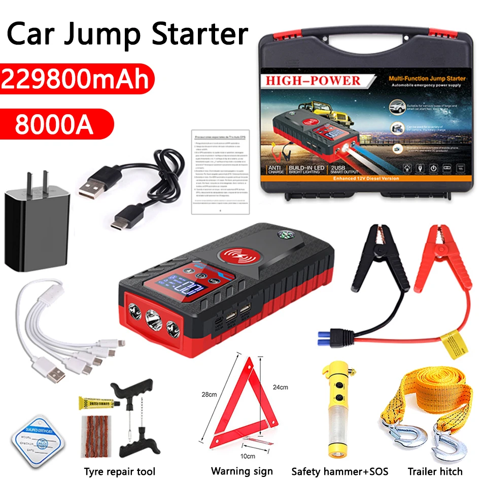 Car Jump Starter 229800mah 8000a Portable 12v High-power Automobile ...