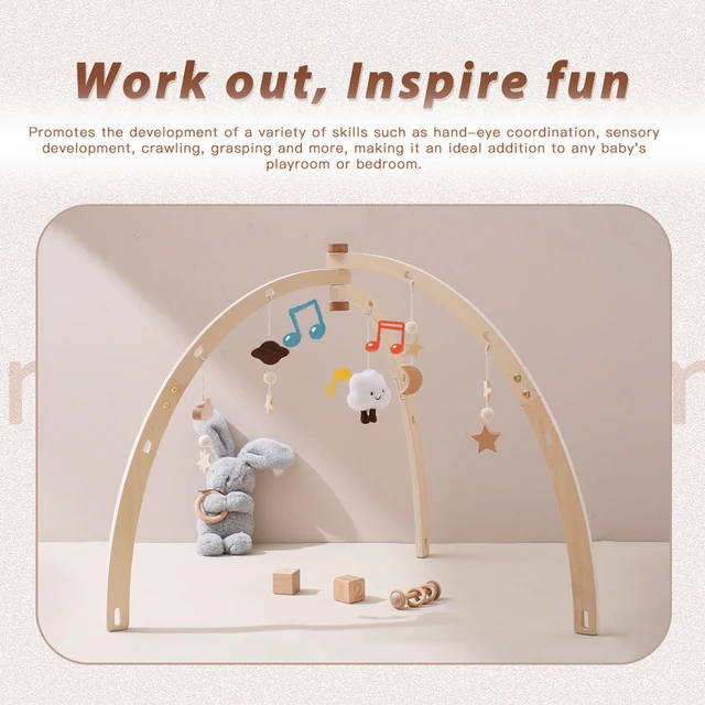 Baby Wooden Triangle Gym Rack Splint Newborn Activity Gym Frame Star ...
