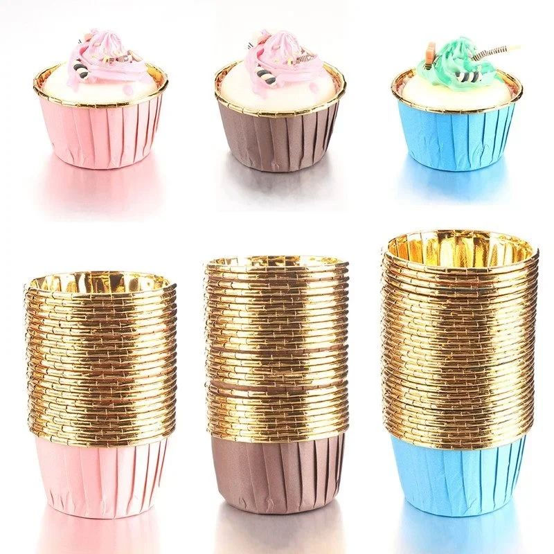 Cake-paper-cups-gold-coated-baking-paper-cups-heat-resistant-cake-cups ...