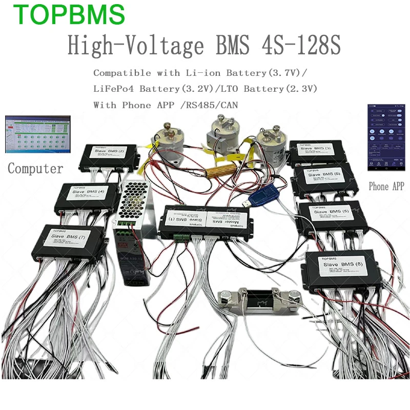 TOPBMS 고전압 BMS 4S 128S 리튬 이온 64S 블루투스 72S RS485 96S 120S 128S LiFepO4 48S LTO 36S 84S 112S ...