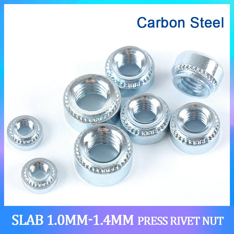 50PCS-Carbon-Steel-Self-Clinching-Nut-M2-5-M3-M4-M5-M6-Slab-Thickness-1 ...
