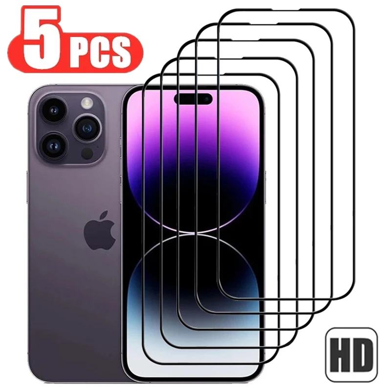 5PCS-Tempered-Glass-For-iPhone-14-PRO-MAX-14-PLUS-Full-Cover-Screen ...