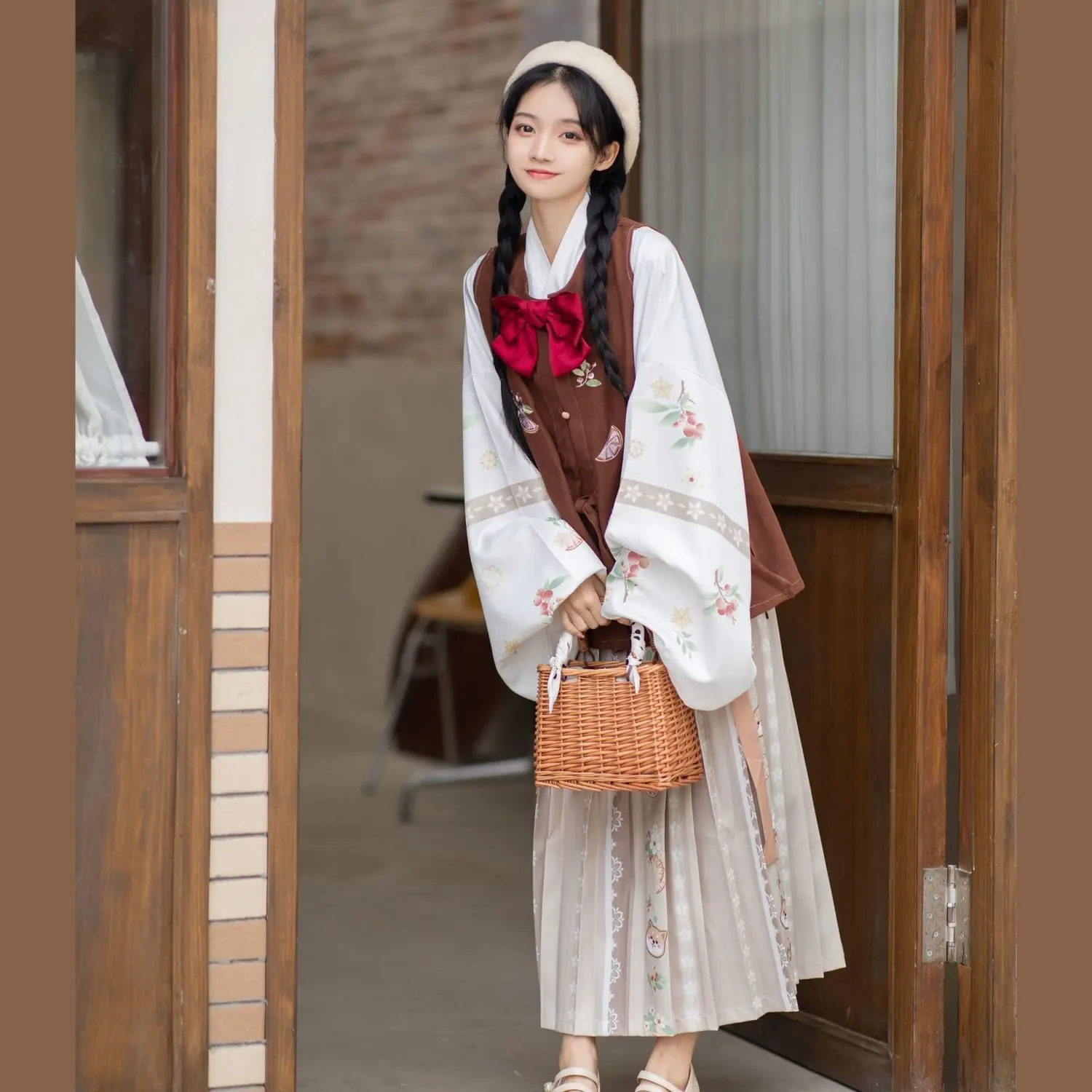 Modern Hanfu Chinese Traditional Fashion Dress Ming Dynasty Round Neck Women Autumn and Winter ...
