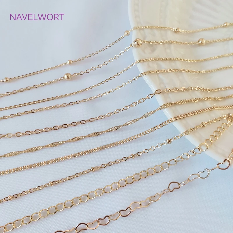 Trendy Multi Types 18k Real Gold Plated Thin Chain Wave Chains Diy ...