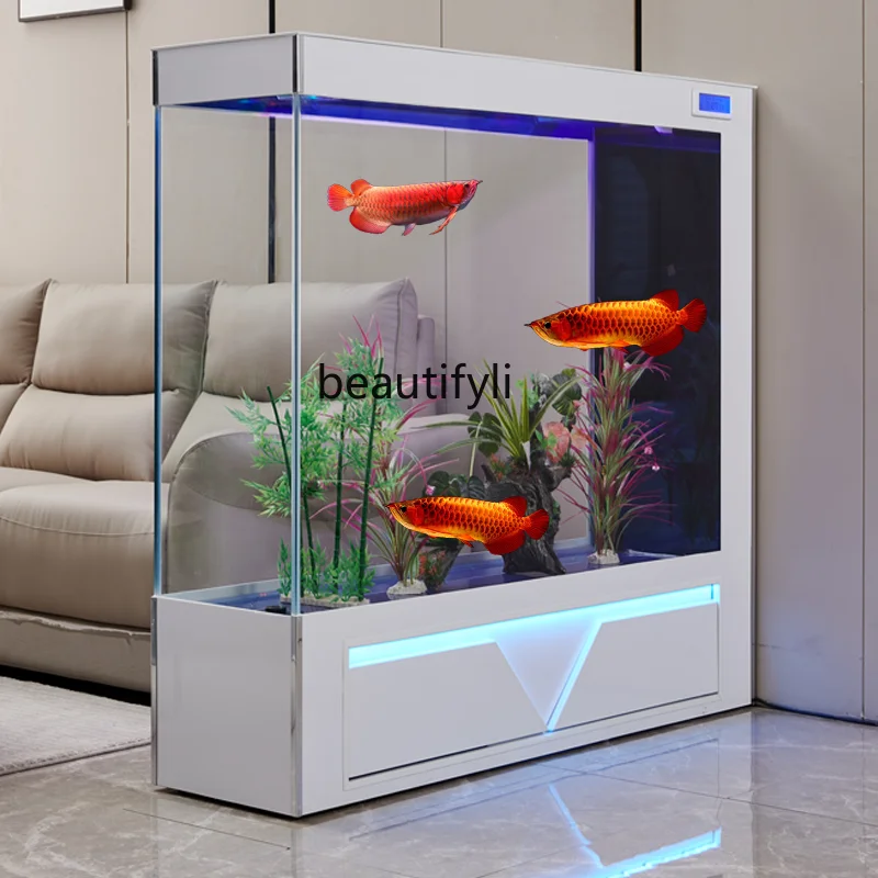 Fish-Tank-Living-Room-Super-White-Glass-Large-Smart-Light-Luxury-Home ...