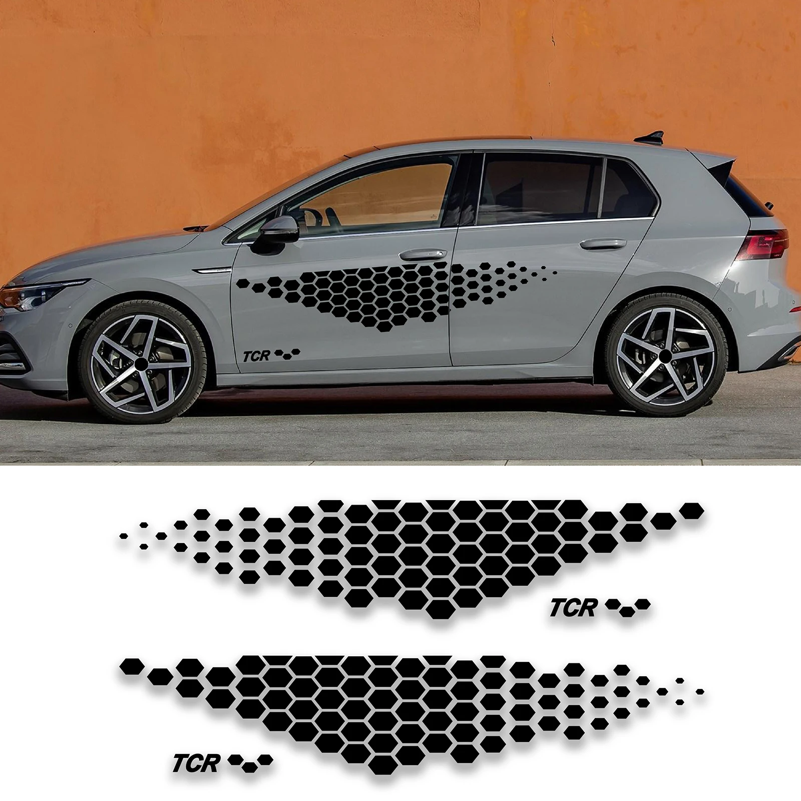 2PCS-Honeycomb-Graphics-Stickers-Apply-for-Volkswagen-GTI-TCR-CC-Golf ...