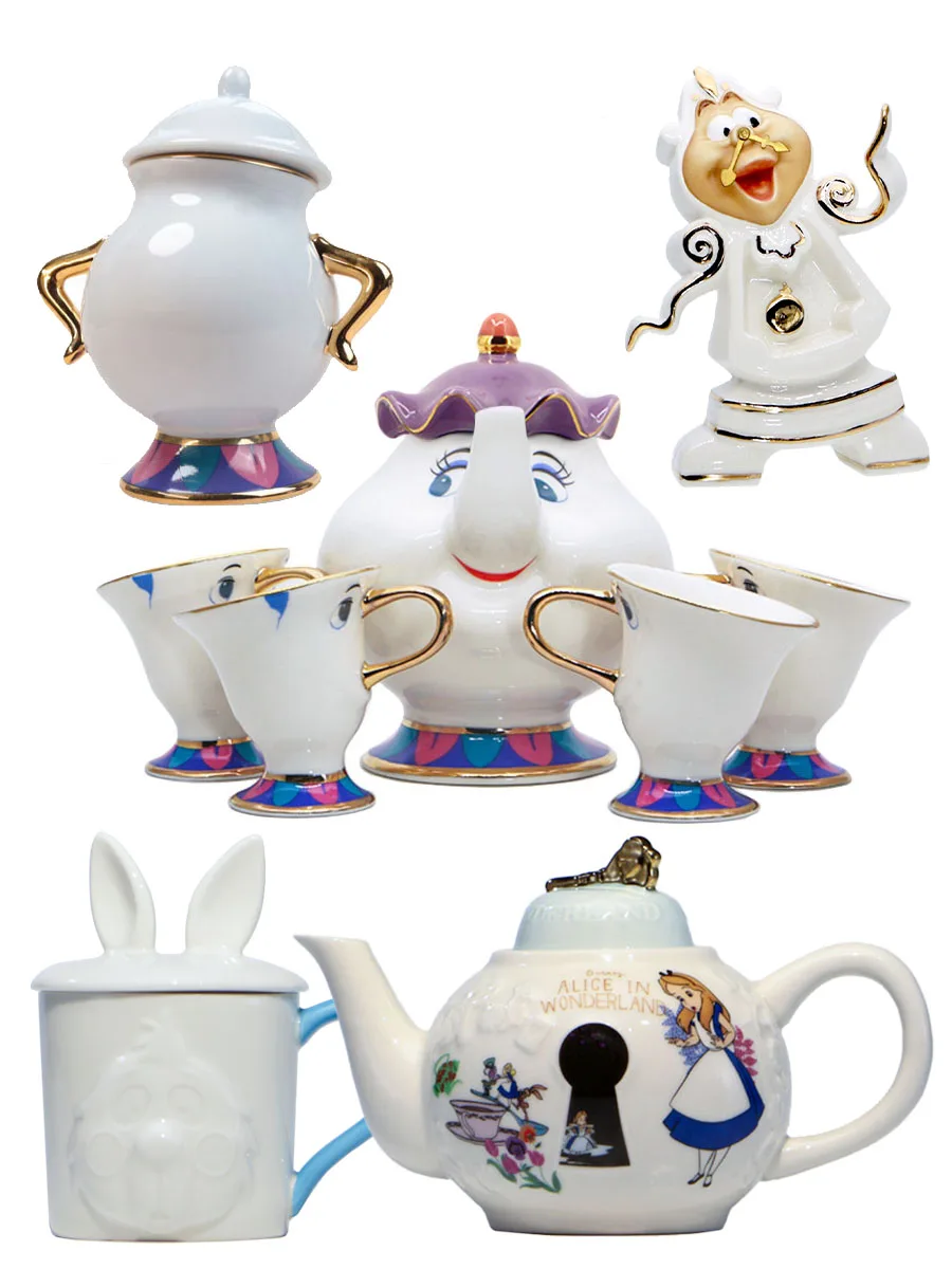 Disney Beauty and The Beast Ceramic Action Figures Chip Mrs. Potts Hand ...