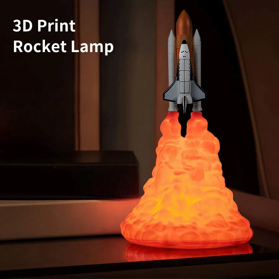 USB Rechargeable Space Shuttle Rocket Table Lamp 3D Print Night Lamp ...