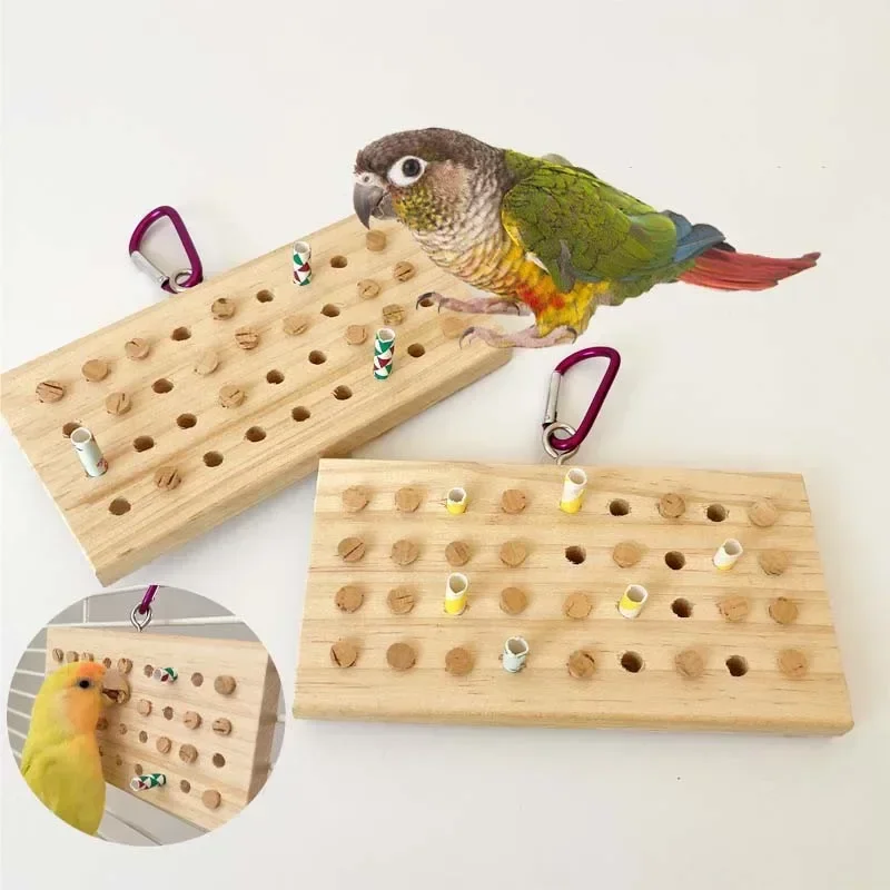 Parrot Bird Toys Hanging Wood Keyboard Training Puzzle Stress Relief ...