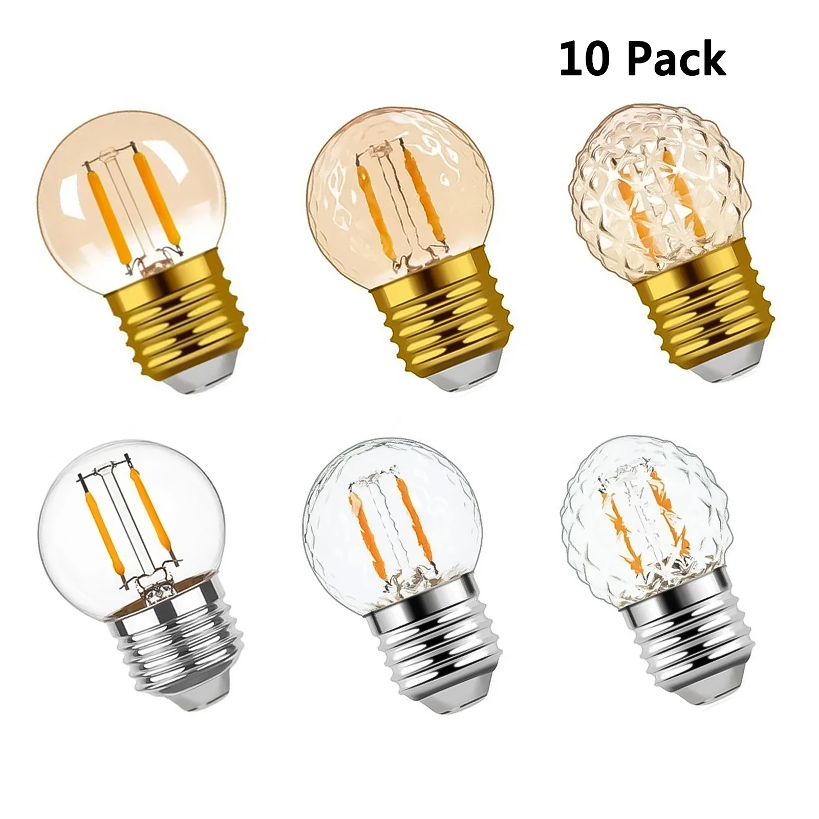 10Pcs-G40-Decorative-Light-Bulbs-E27-1W-220V-Warm-White-Amber-Glass-10W ...