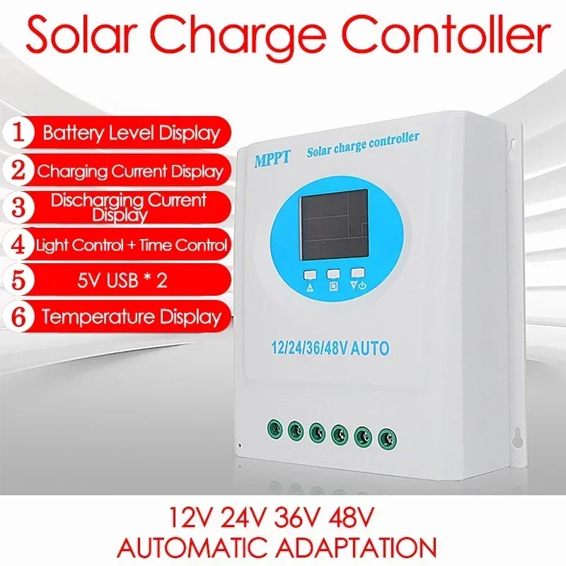 MPPT Solar Charge Controller 120/150A Dual USB 12V 24V 36V 48V Auto ...