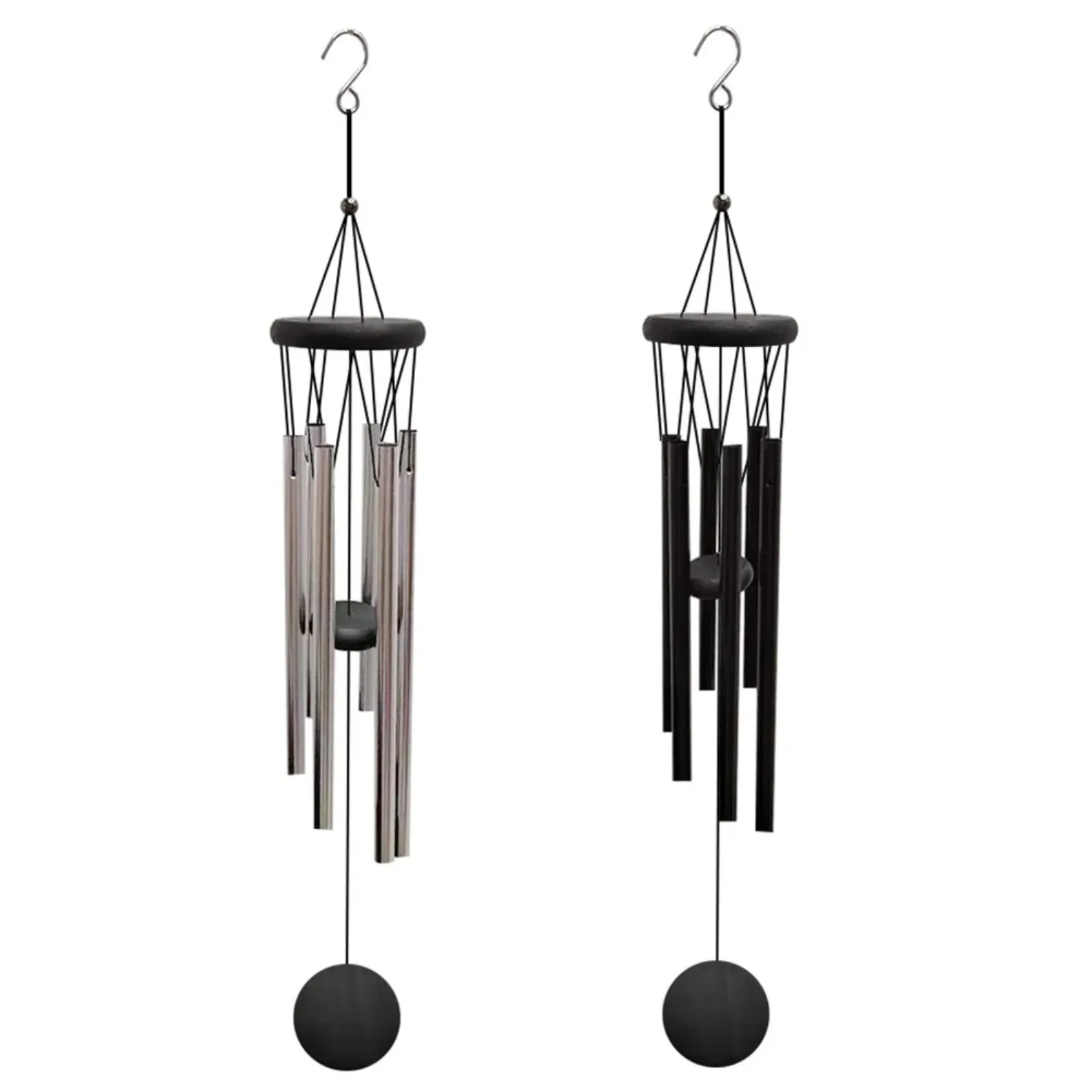 Wind-Chimes-Natural-Wood-Top-Charm-Hand-Tuned-Medium-Wind-Chime-Silver ...