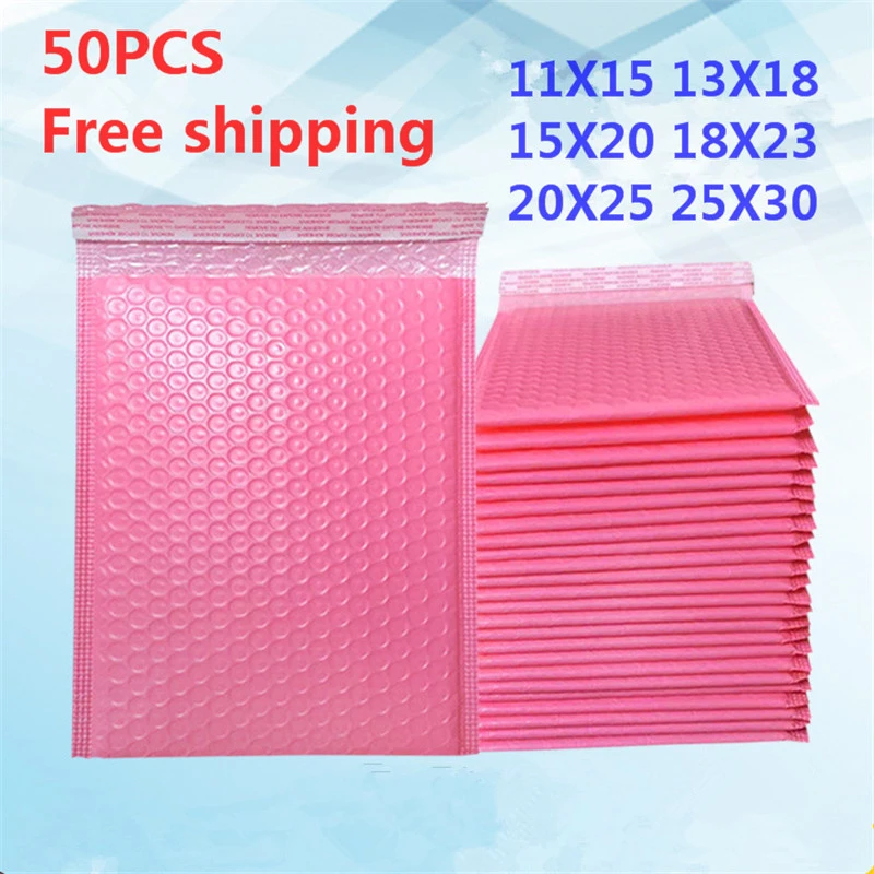 50pcs Pink bubble bag thickened express bag Logistics packaging bag co ...