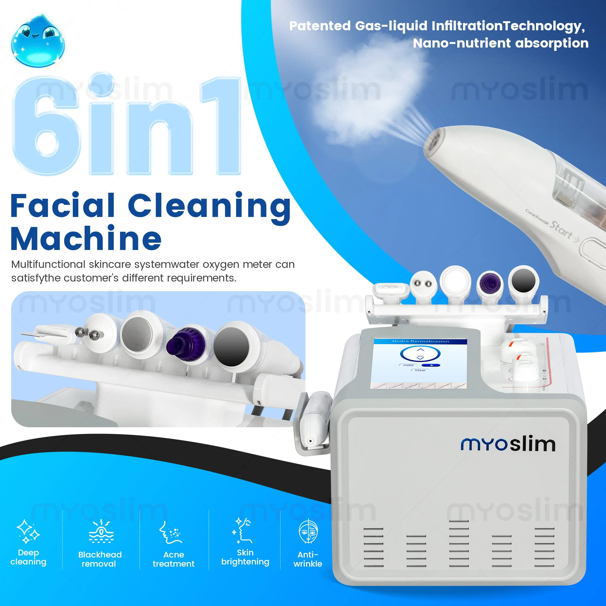 6 In 1 Water Oxygen Jet Facial Machine Oxygen Jet Peel ...
