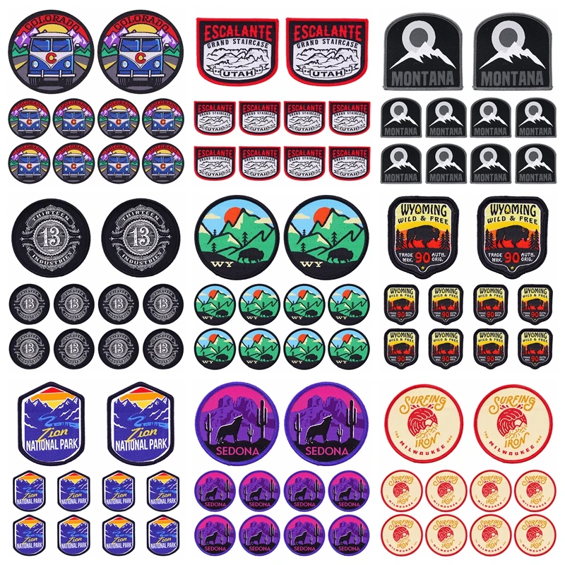 10PCS-lots-Mountain-Adventure-Patch-For-Clothing-Swing-Patch-Outdoor ...