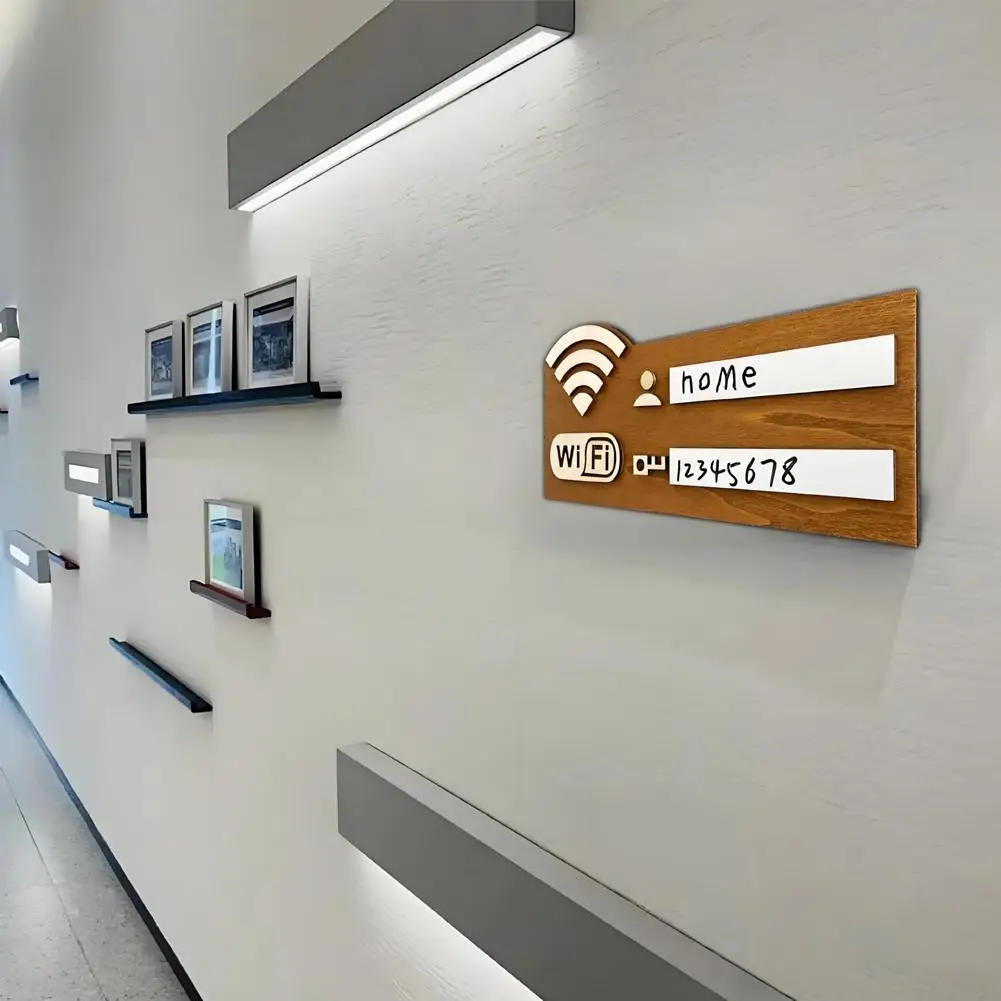 WIFI Sign Wooden Wall Stickers With Marker Pen Rewritable Handwriting ...