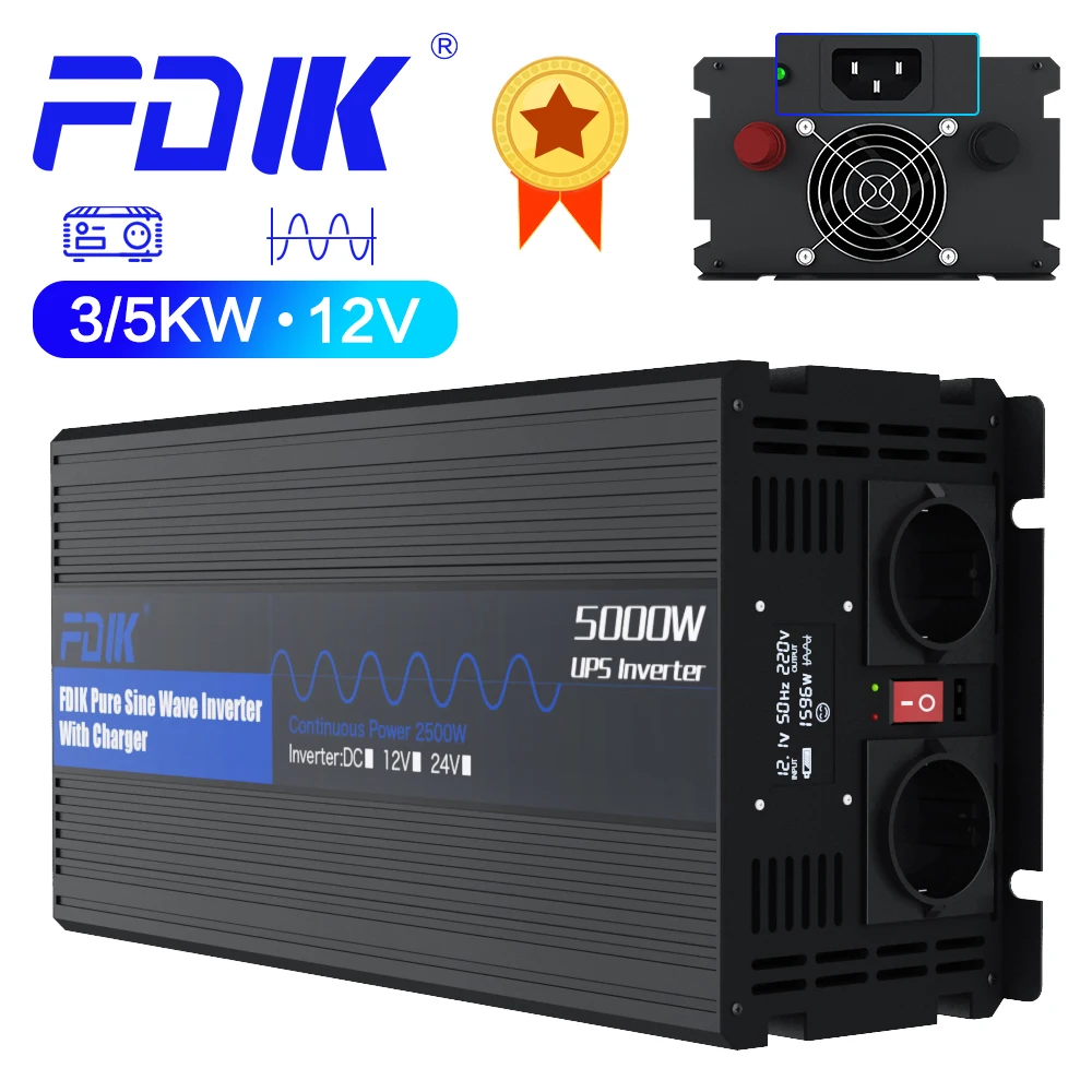 FDIK-Solar-Inverter-12V-220V-DC-to-AC-Pure-Sine-Wave-Converter-3000W ...