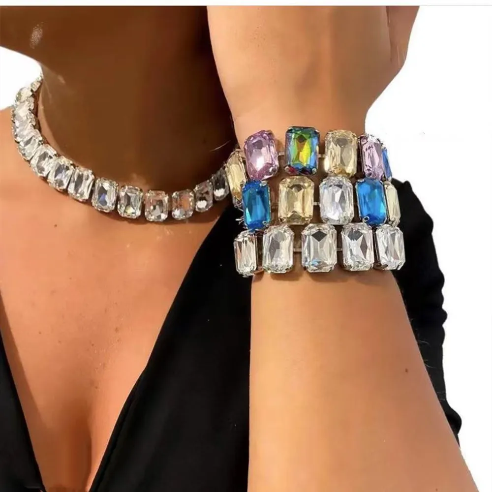 Ins Bling Big Square Crystal Bracelet | Ins Bling Square Charms ...