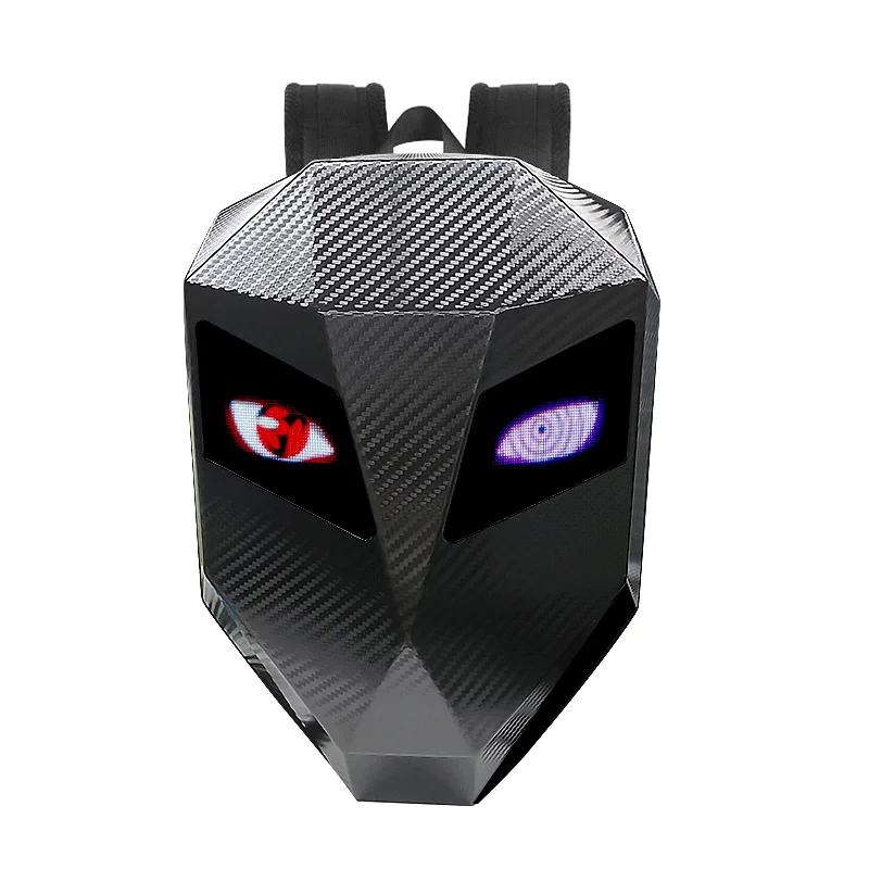 LED-Motorcycle-Rider-Backpack-Eyes-Glow-pattern-carbon-fiber-texture ...