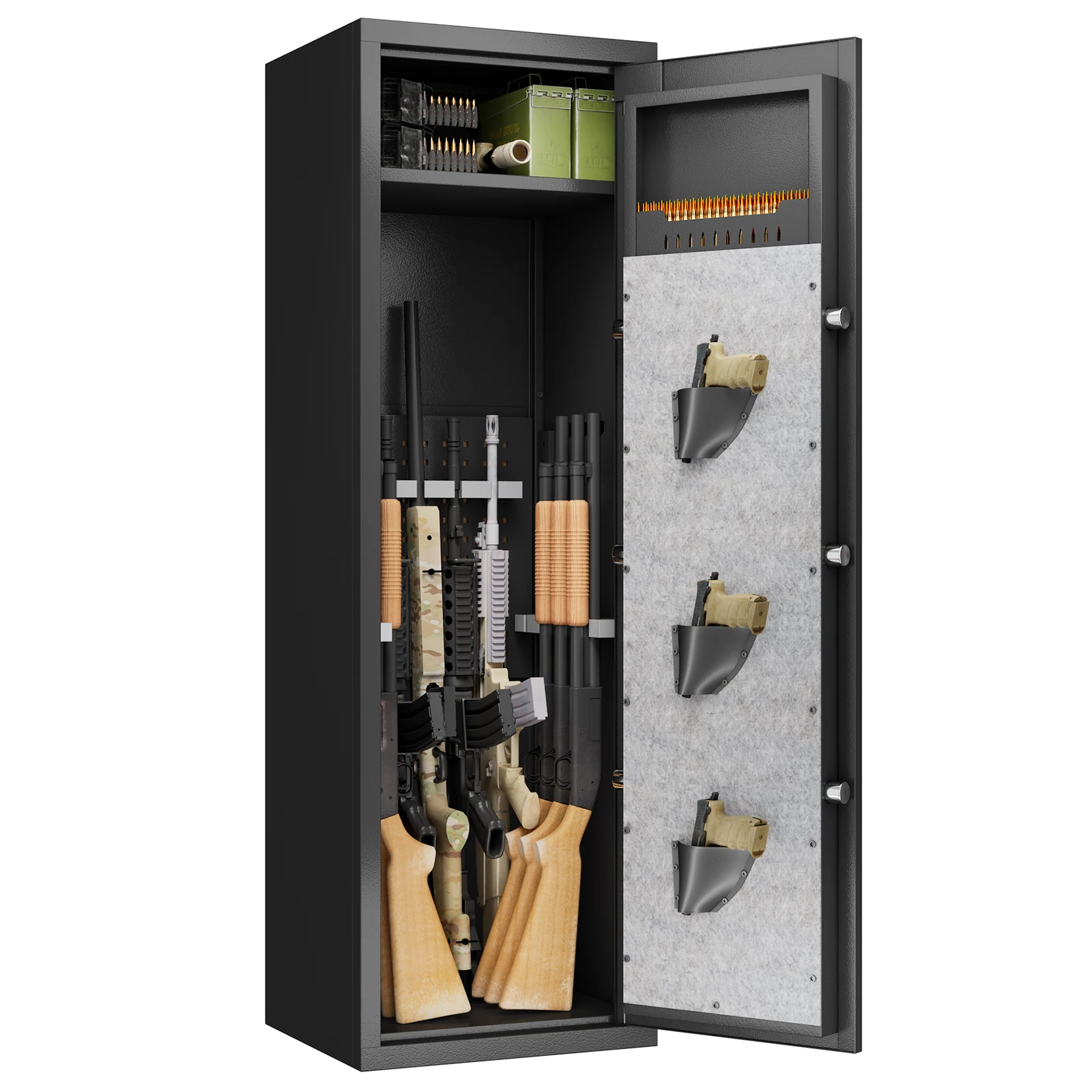 10-15-Gun-Safe-Cabinet-with-3-Pistol-Pouches-Biometric-Large-Gun ...
