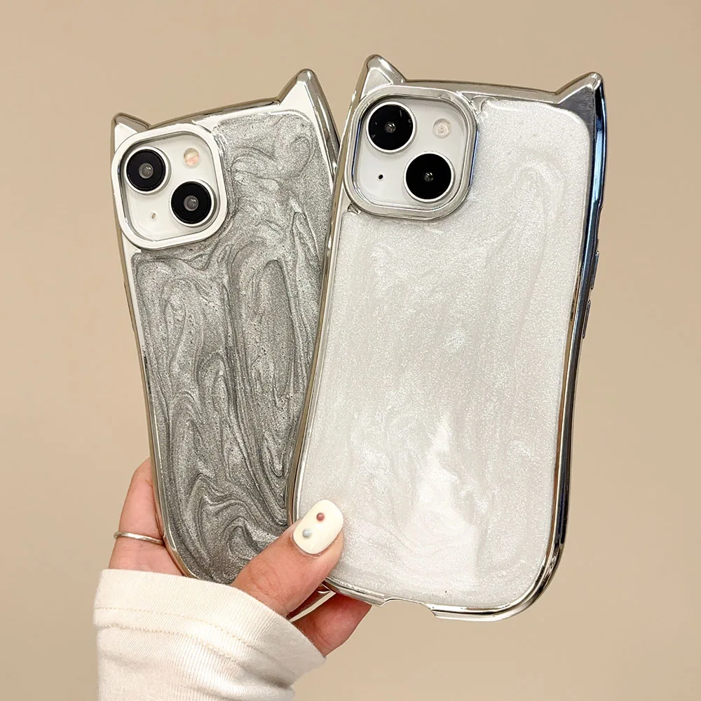 Luxury-Electroplating-Cat-Ear-Case-For-iPhone-11-13-12-14-15-Pro-Max ...