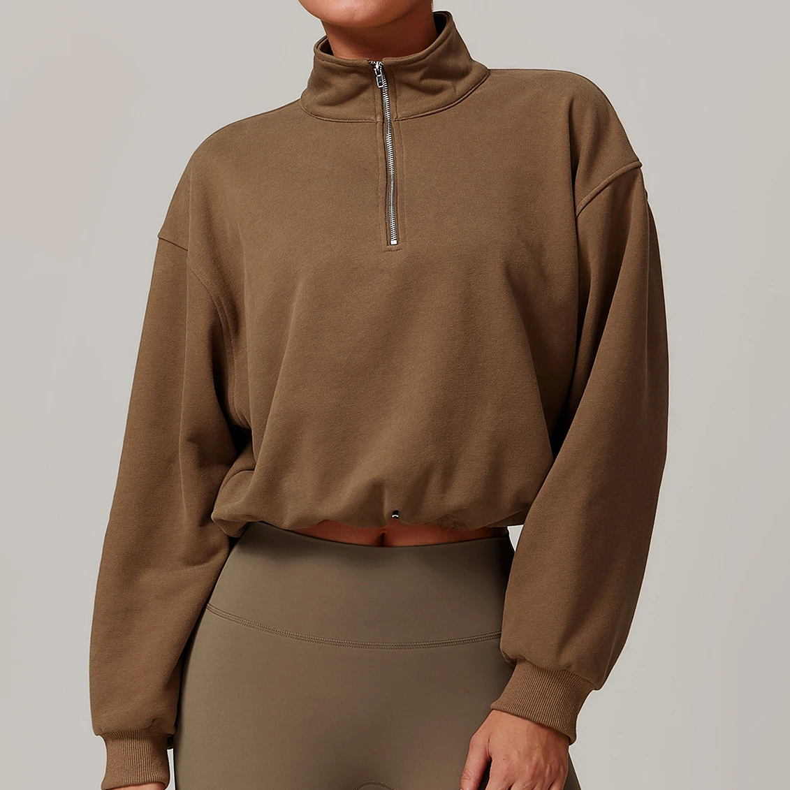 Stand-Collar-Half-Zipper-Sweaters-Gym-Workout-Women-s-Yoga-Top-Running ...