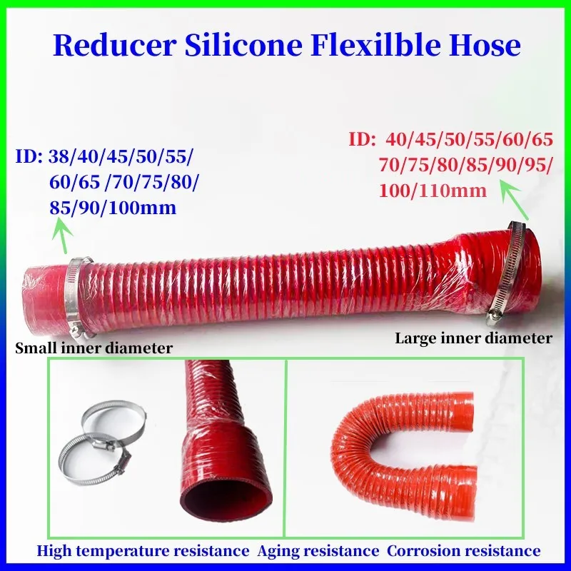Red-Universal-Variable-Diameter-Reducer-Silicone-Flexible-Hose-Radiator ...