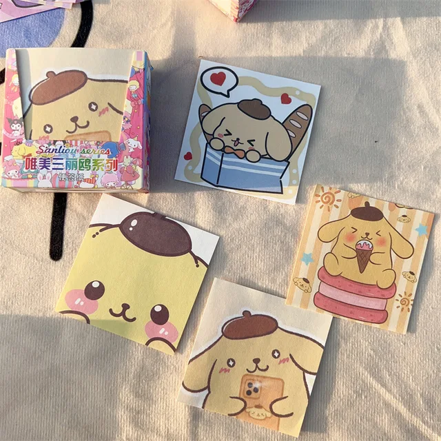 Kawaii Sanrio Anime Boxed Note Paper Cinnamoroll My Melody Kuromi Pom ...