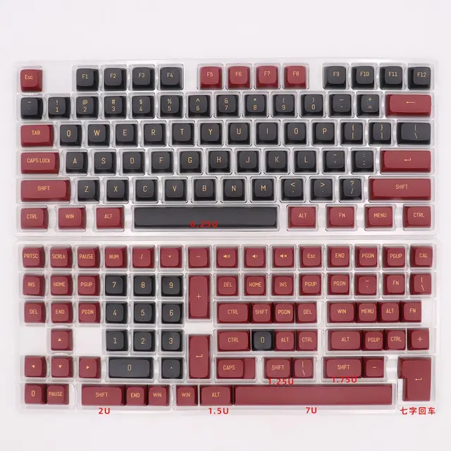 CSA Profile 150 Keys PBT Keycap Black Red Dye Subbed Custom DIY KeyCaps ...