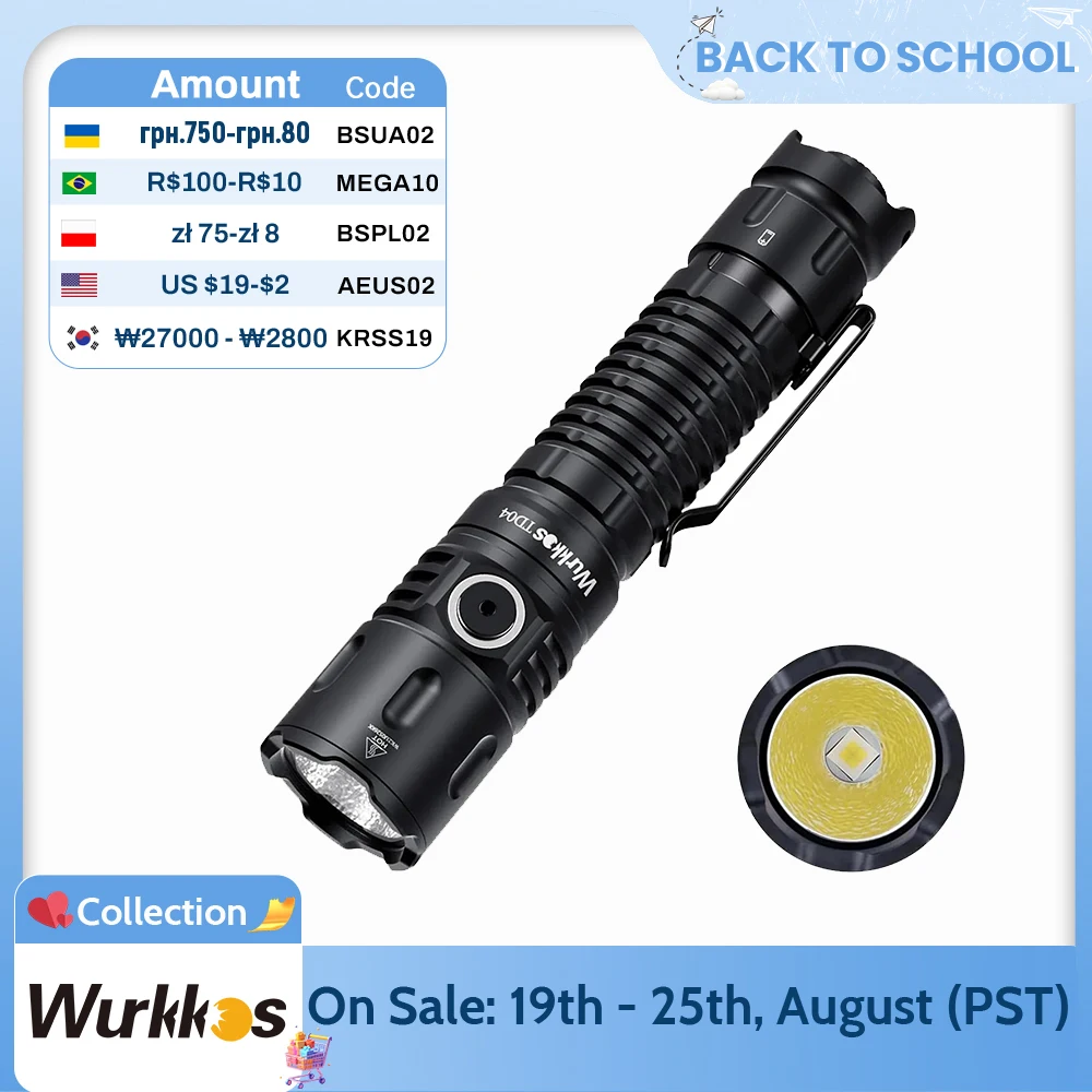 Wurkkos-TD04-21700-EDC-Self-Defense-Tactical-Flashlight-Powerful-3000LM-Rechargeable-Torch ...