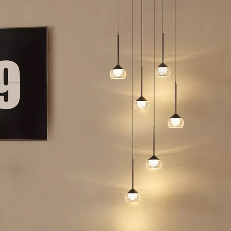 LED Water Drop Pendant Bedroom Bedside Lamps Modern Stairwell Lights ...