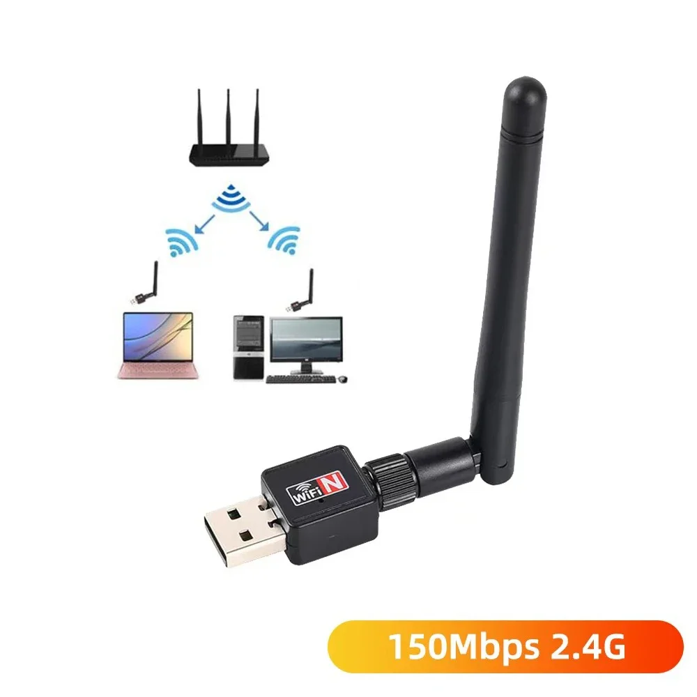 USB WiFi Adapter 150Mbps 2.4GHz Antenna USB 802.11n/g/b Ethernet Wi-Fi ...