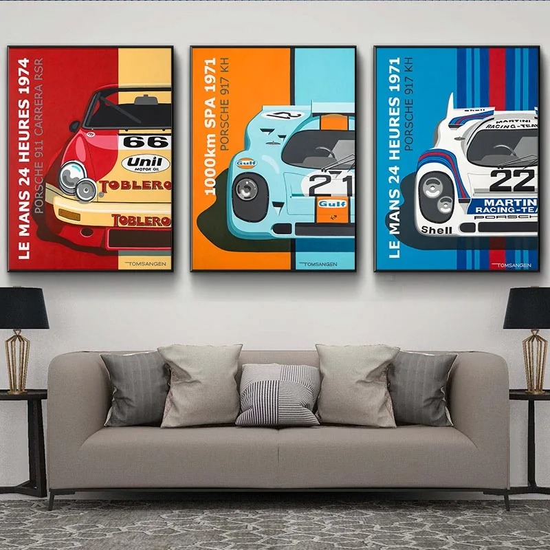 Automotive-Sport-Canvas-Painting-Le-Mans-Poster-and-Print-Wall-Art ...