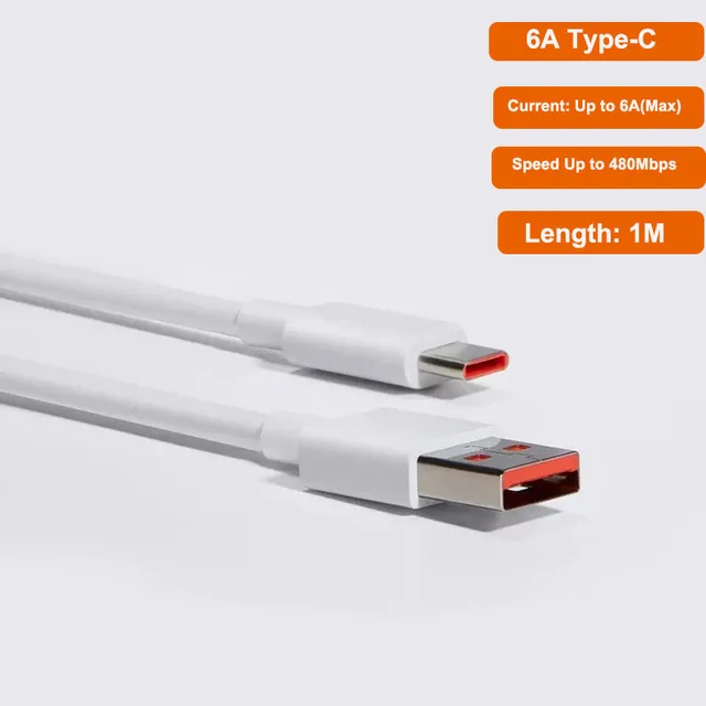 Original Xiaomi USB C Cable Type C Phone Charger 5A/6A Fast Charging ...