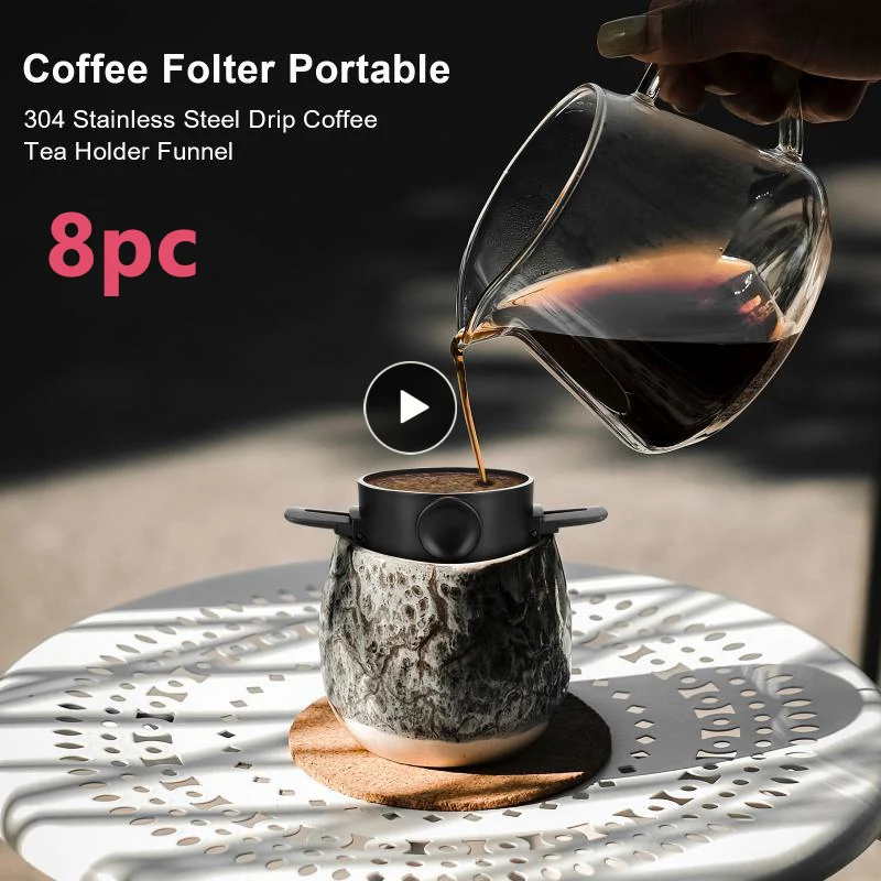 Reusable-Tea-Holder-Funnel-Baskets-Foldable-Cafe-Infuser-Dripper-Coffee ...