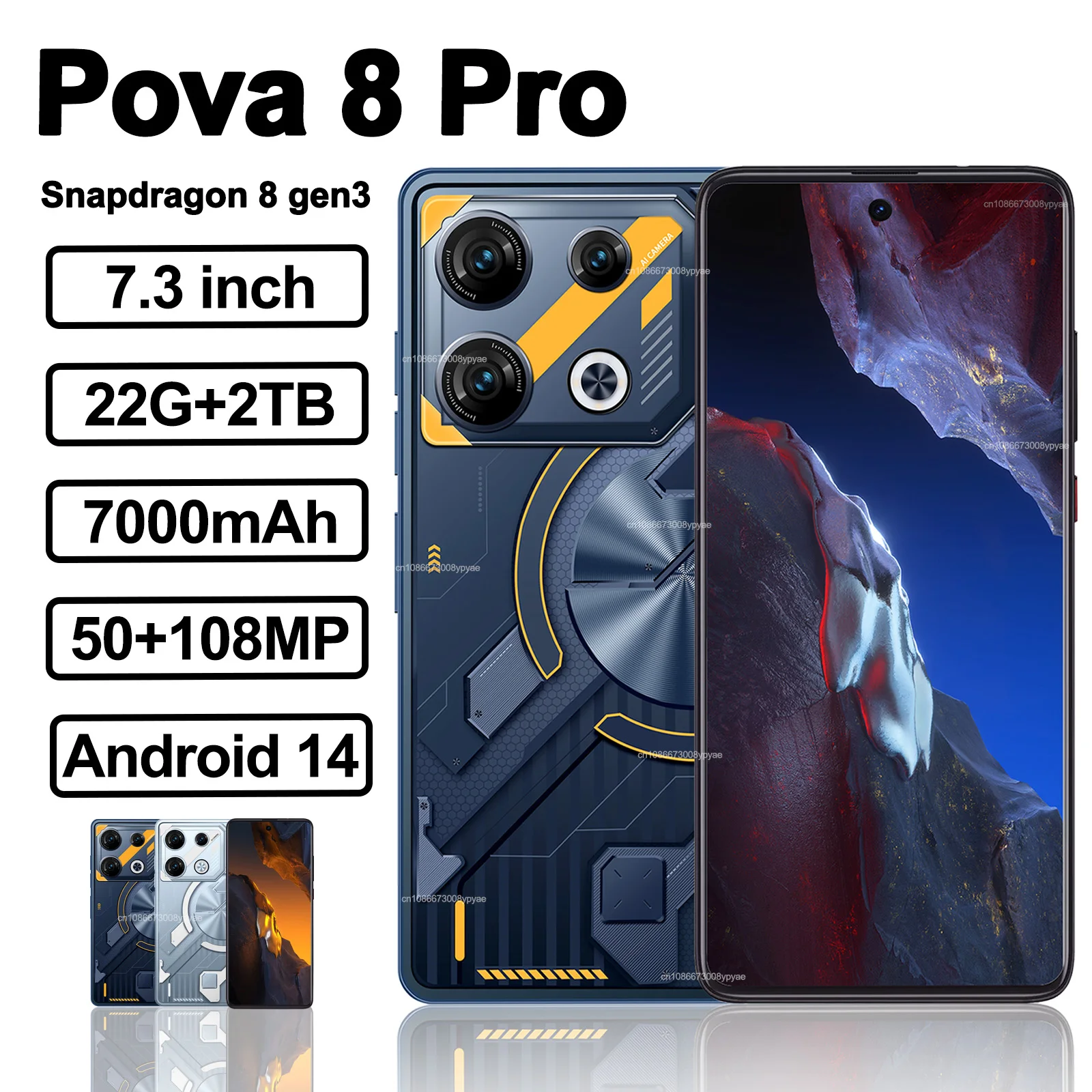 Original-Pova-8-Pro-Smartphone-5G-7-3inch-HD-22G-2TB-Cell-Phone-Dual ...