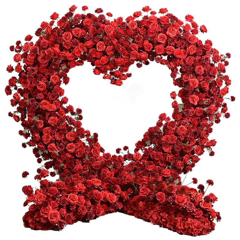 Luxury Heart Shape Pure red 5D Rose Hydrangea Flower Row Add Wedding ...