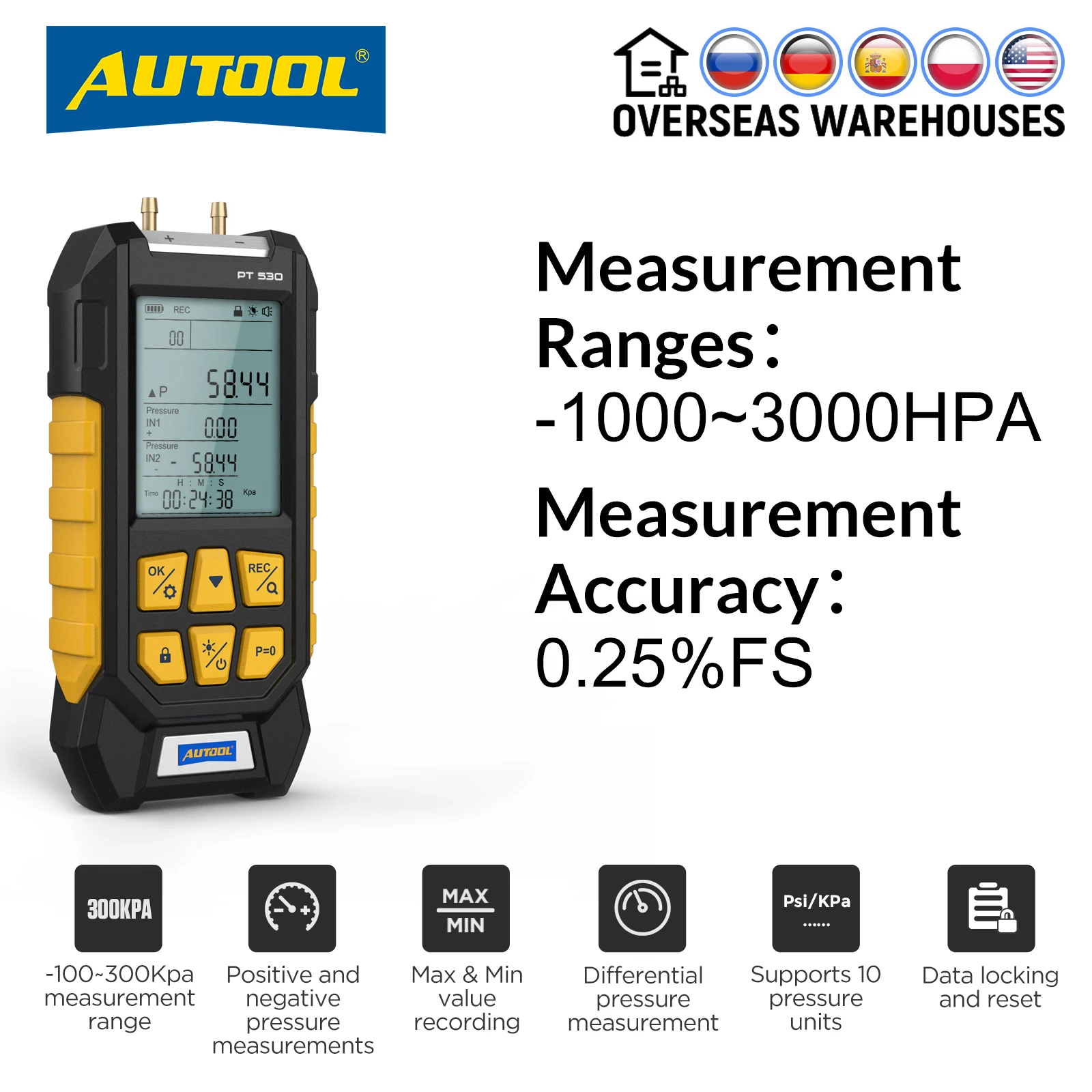 AUTOOL-PT530-Differential-Pressure-Manometer-Air-Pressure-Gauge-100-300 ...